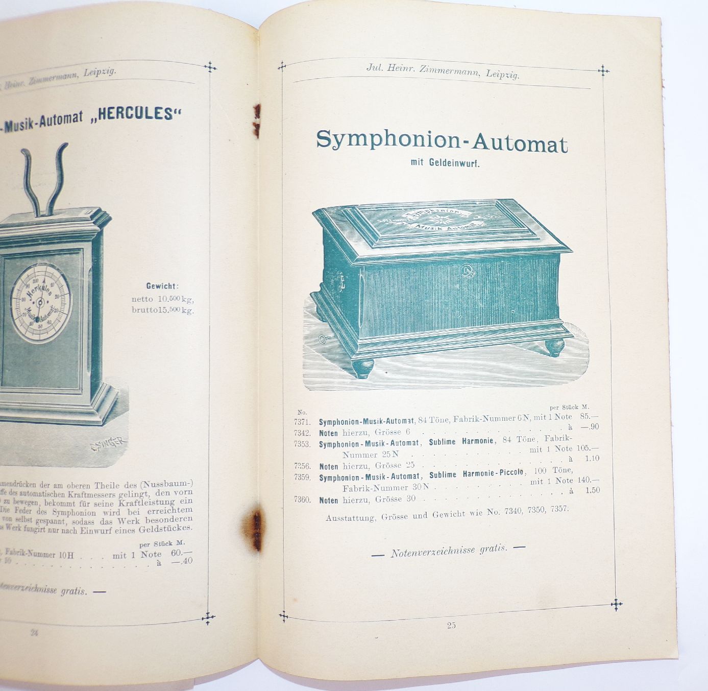 Katalog Symphonions Zimmermann Leipzig Musikinstrumente Automaten um ...
