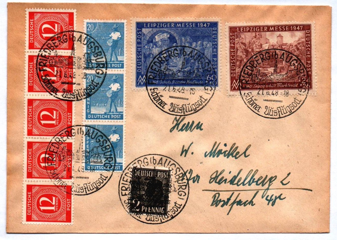 Friedberg Augsburg Briefkuvert Bayern 1948 Brief | 18303