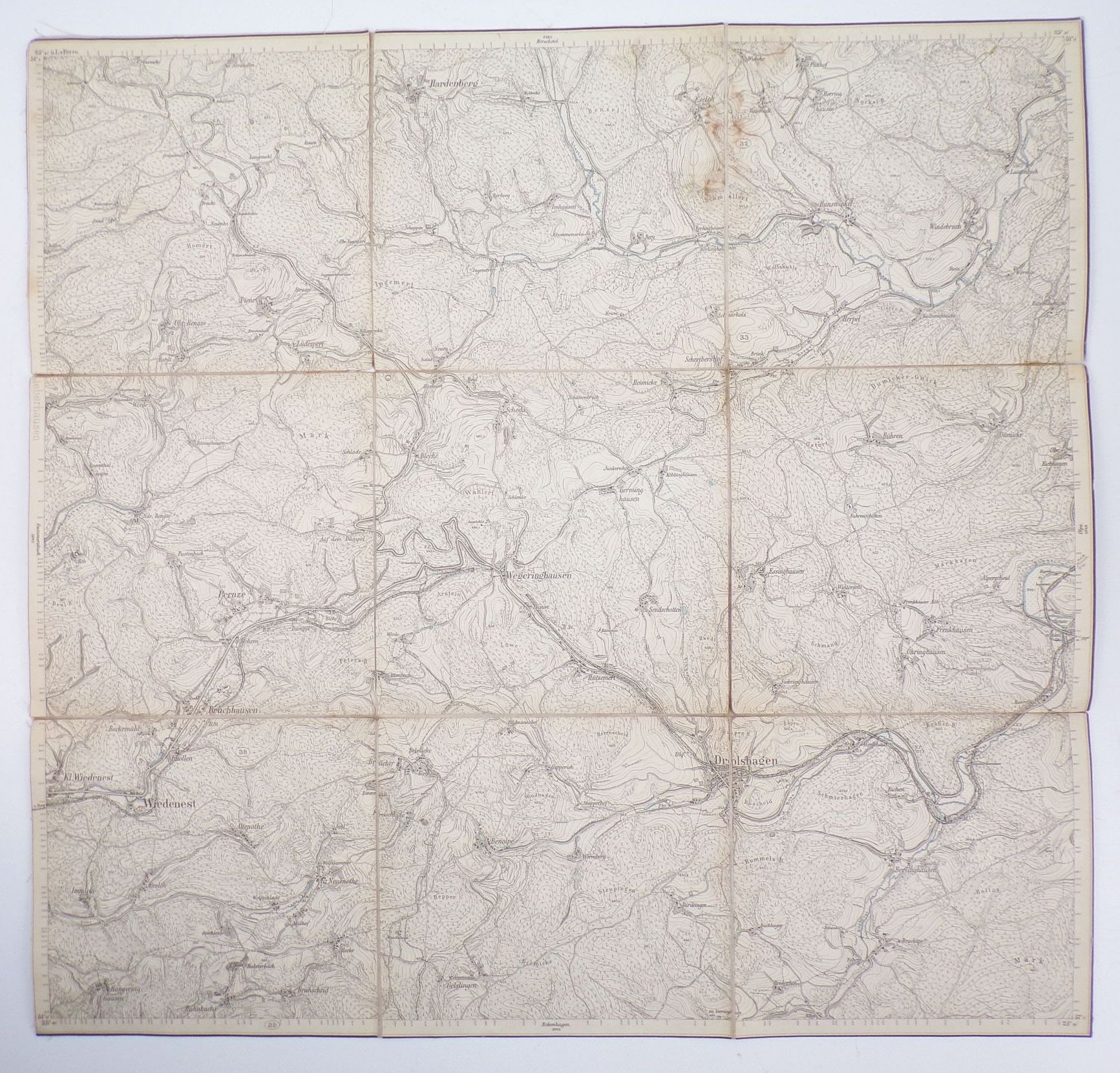 Alte Leinen Landkarte Drolshafen Olpe R Eisenschmidt um 1900 | 18137