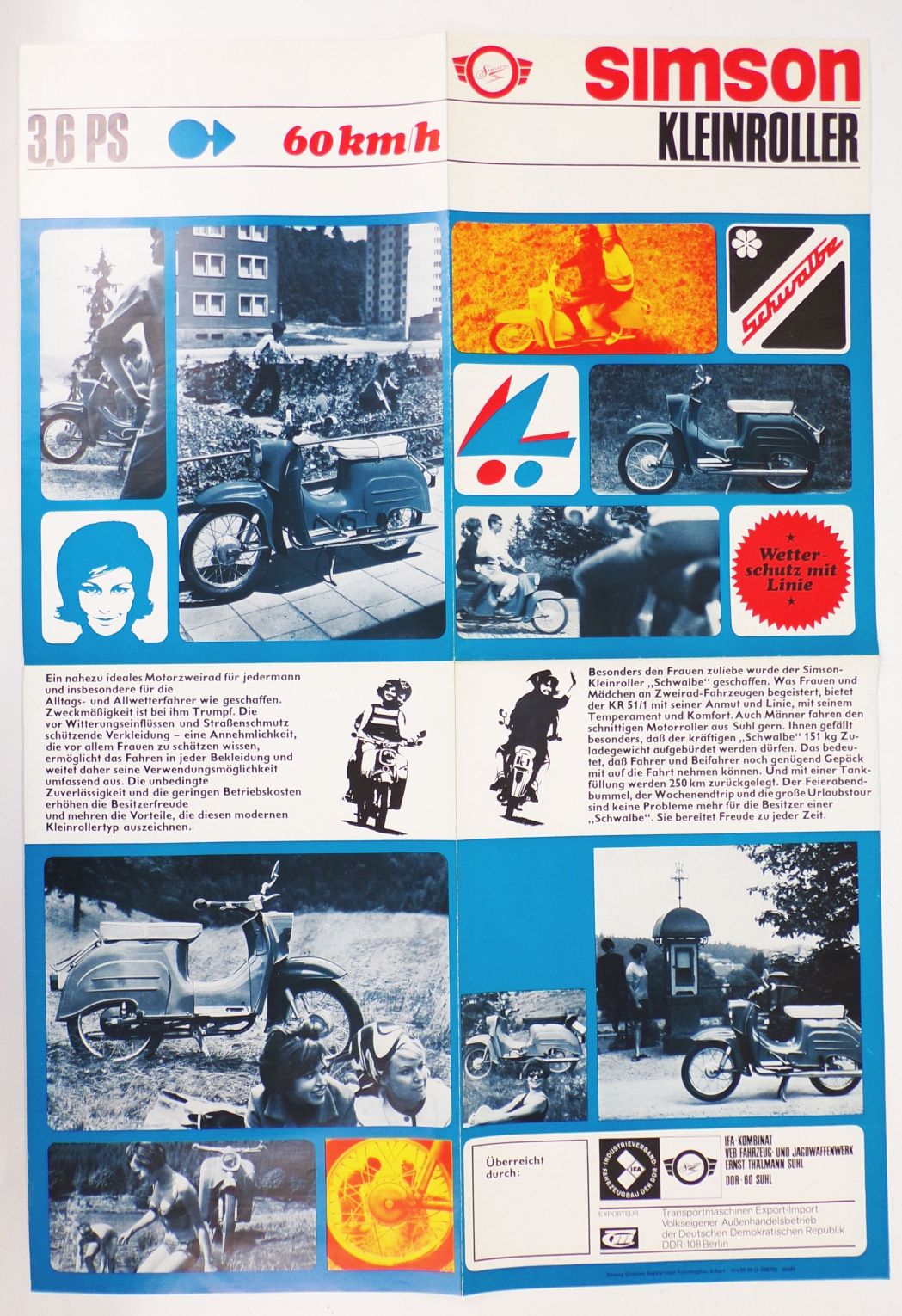 Simson Kleinroller Prospekt 1970 Vintage | 19495