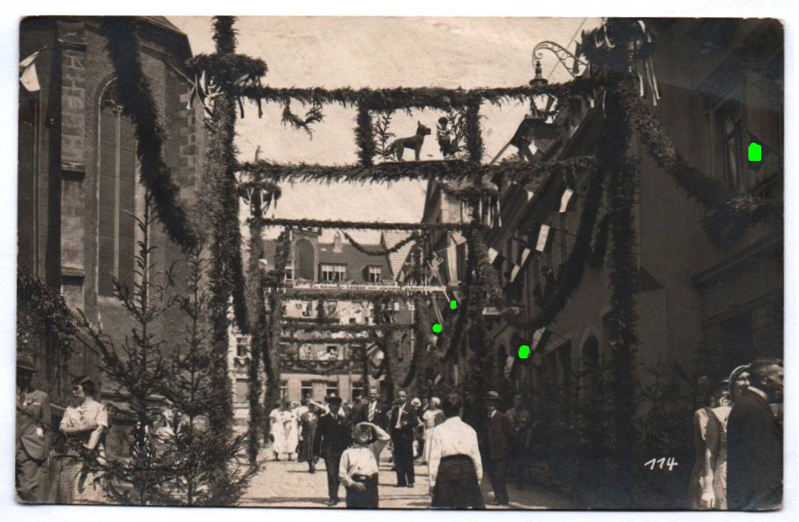 Foto Ak Rosswein 1934 geschmückte Märchenstraße | 7096