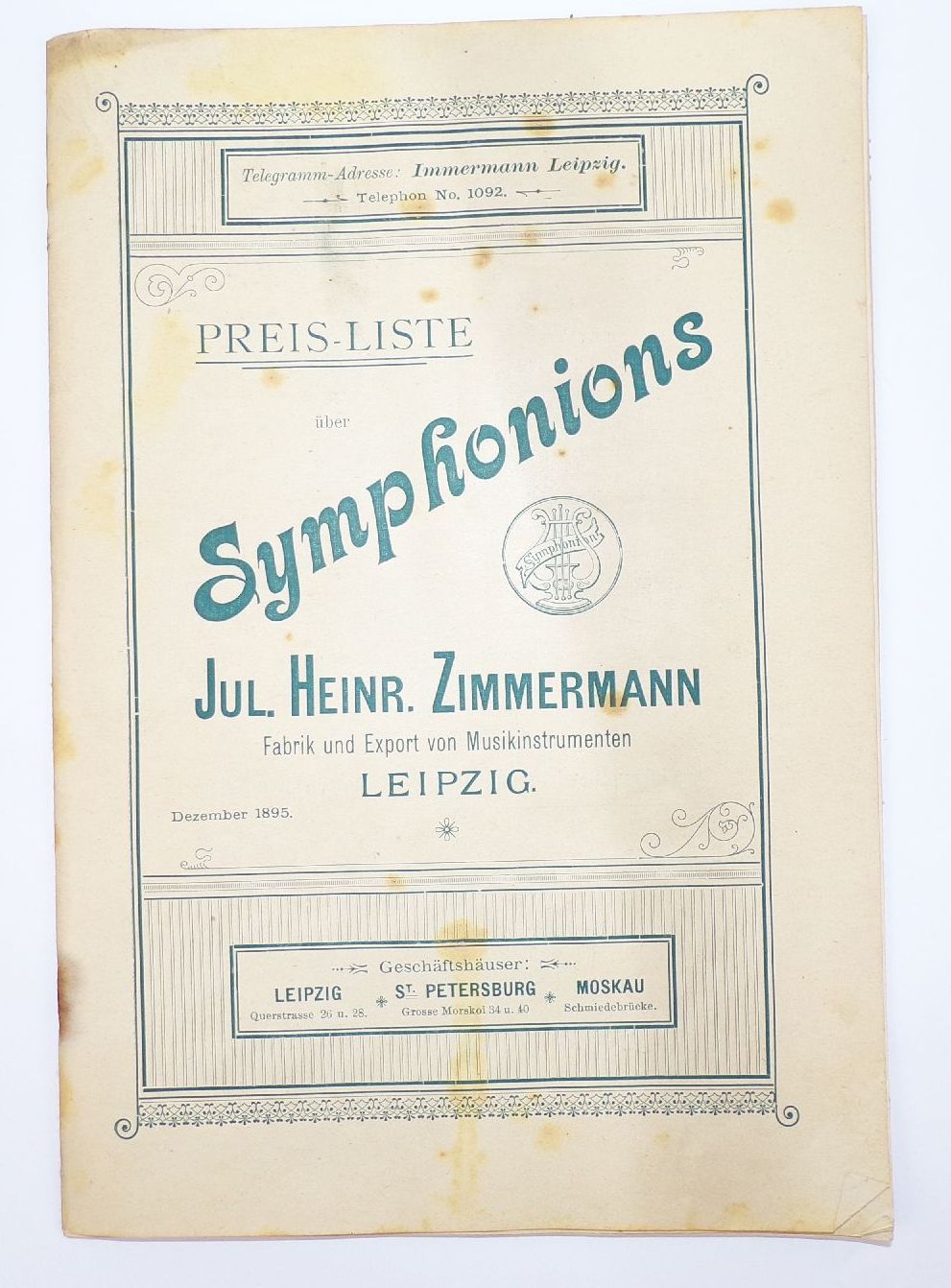 Katalog Symphonions Zimmermann Leipzig Musikinstrumente Automaten um ...