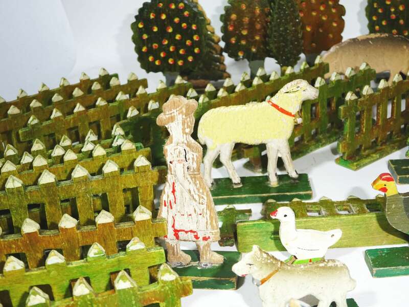 Konvolut Rosswein Flachfiguren Holzfiguren Windmühle Bäume Tiere DDR | 13936