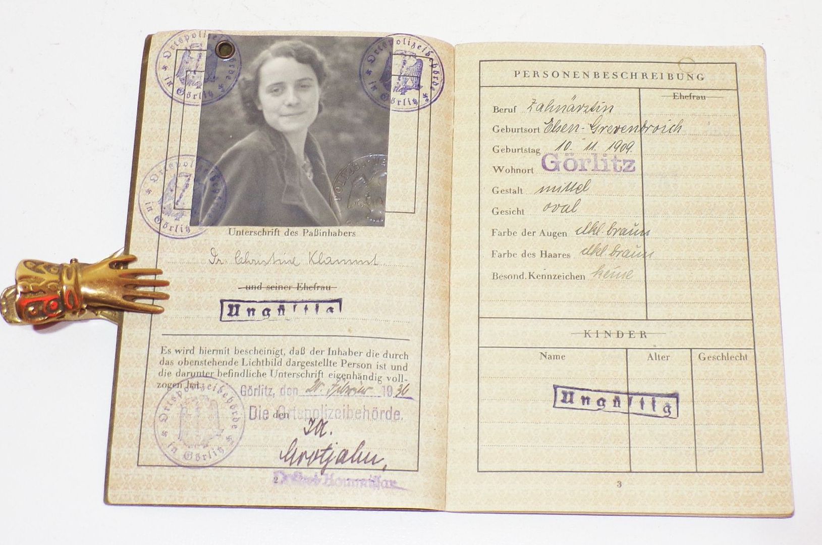 Reisepass Deutsches Reich Görlitz 1936 Italien Stempel | 16655