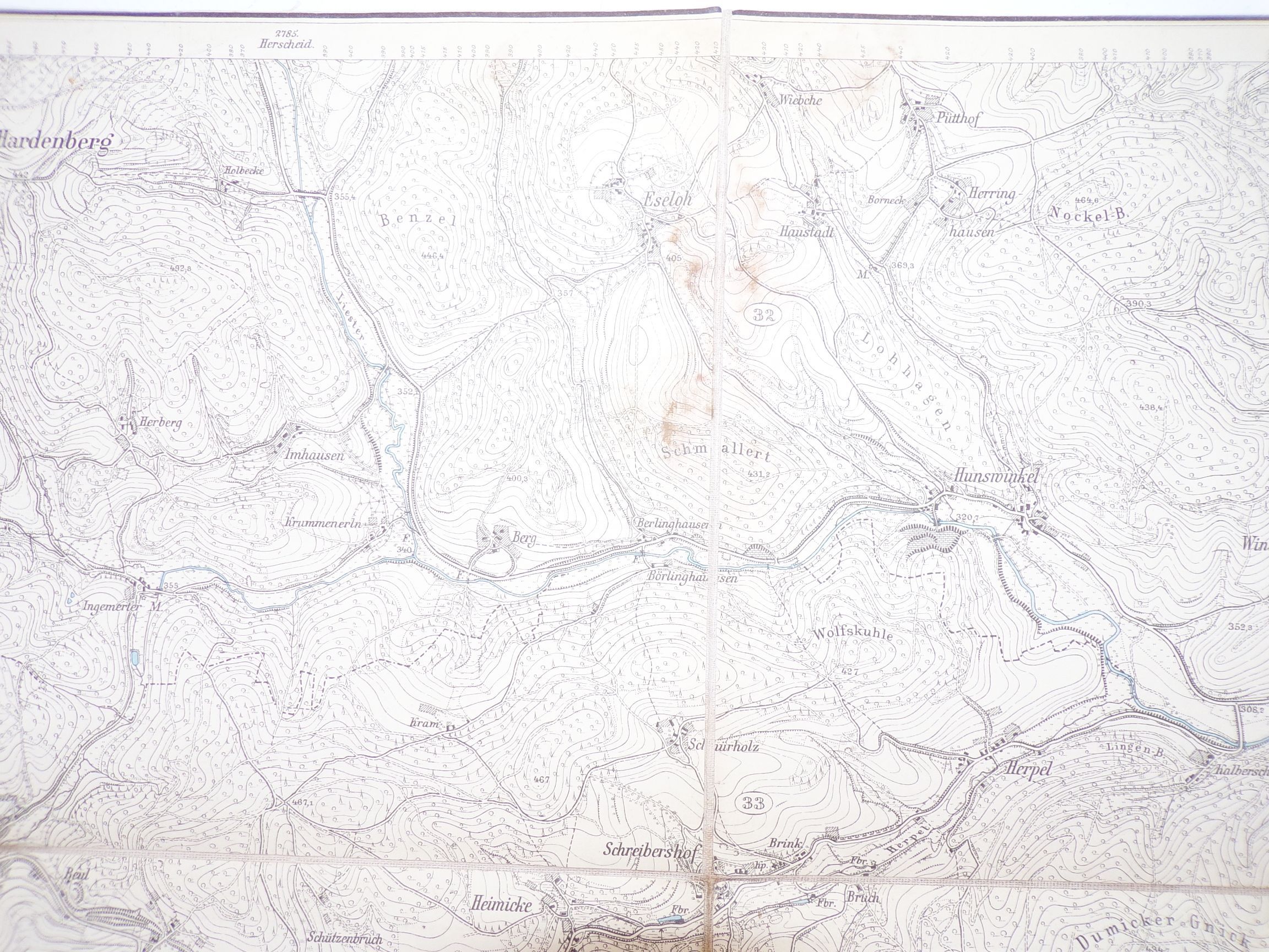 Alte Leinen Landkarte Drolshafen Olpe R Eisenschmidt um 1900 | 18137