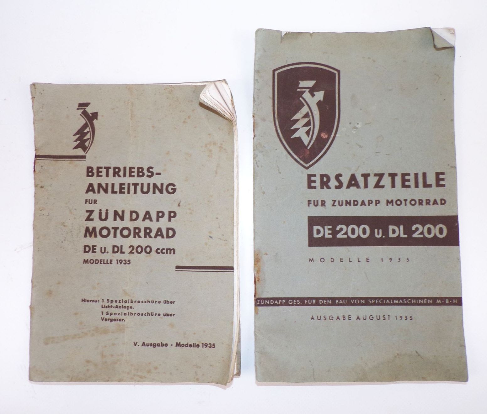 Zündapp DE DL 200 ccm Modell 1935 Betriebsanleitung Ersatzteilliste | 20948