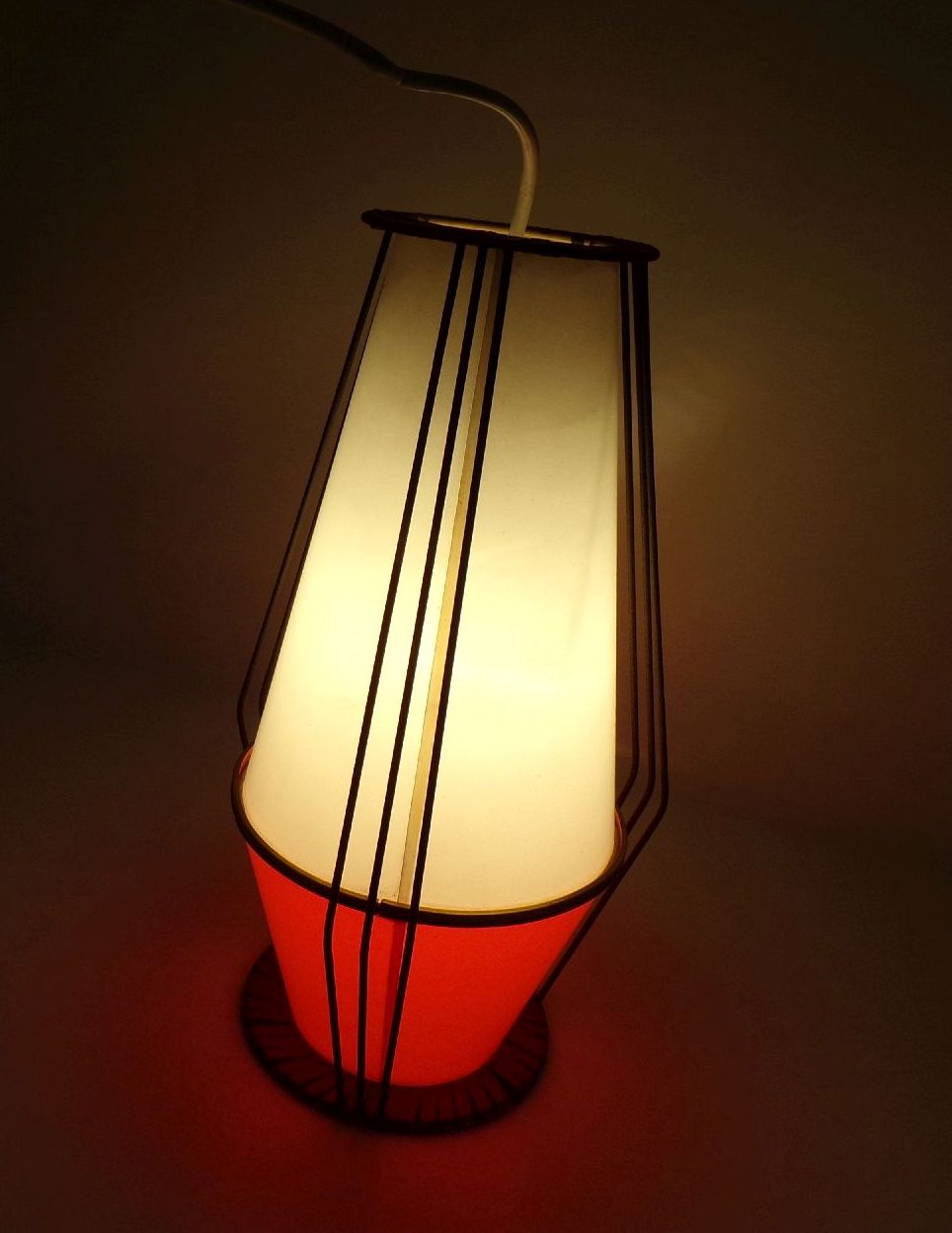 Alte Deckenleuchte Weiß Orange DDR 70er Jahre Deko lamp Pendelleuchte ...