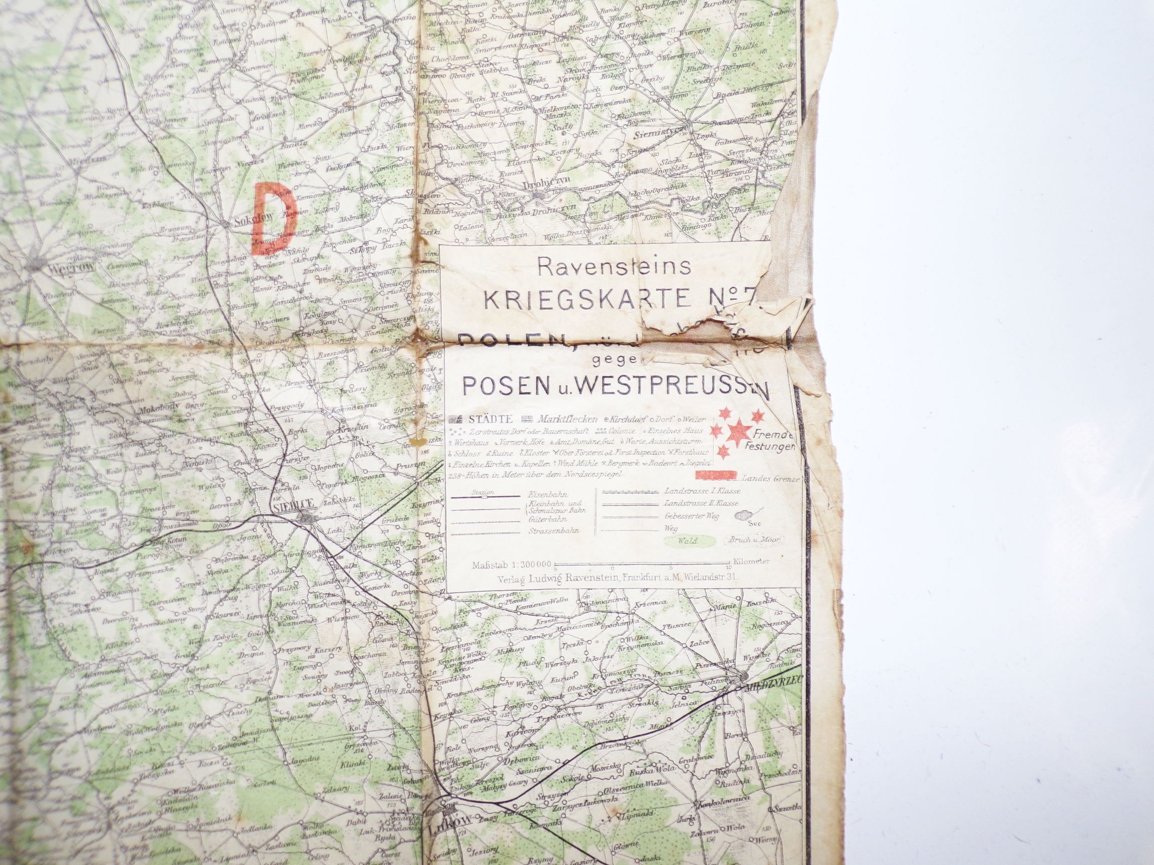 Ravenstein Kriegskarte Polen Posen Westpreußen alte Landkarte | 19311