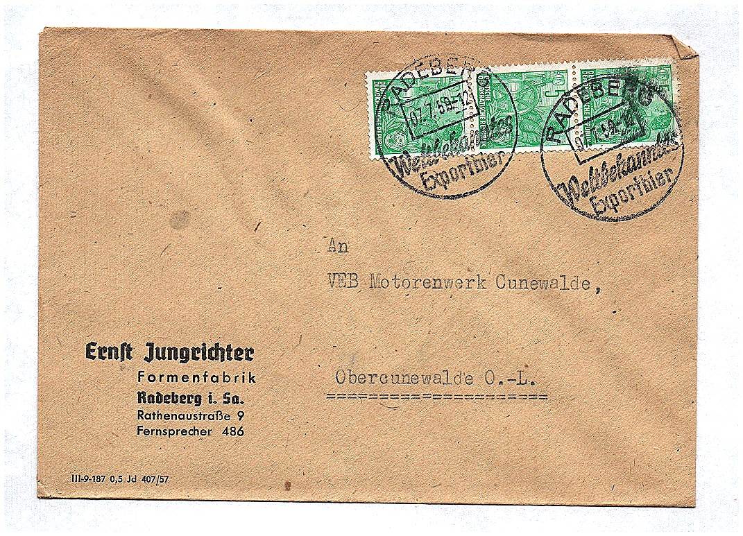 Brief Formenfabrik Radeberg Sachsen 1959 Briefkuvert | 14521