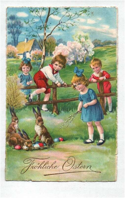 Ak Kinder mit Osterhasen Fröhliche Ostern 1930 | 5216