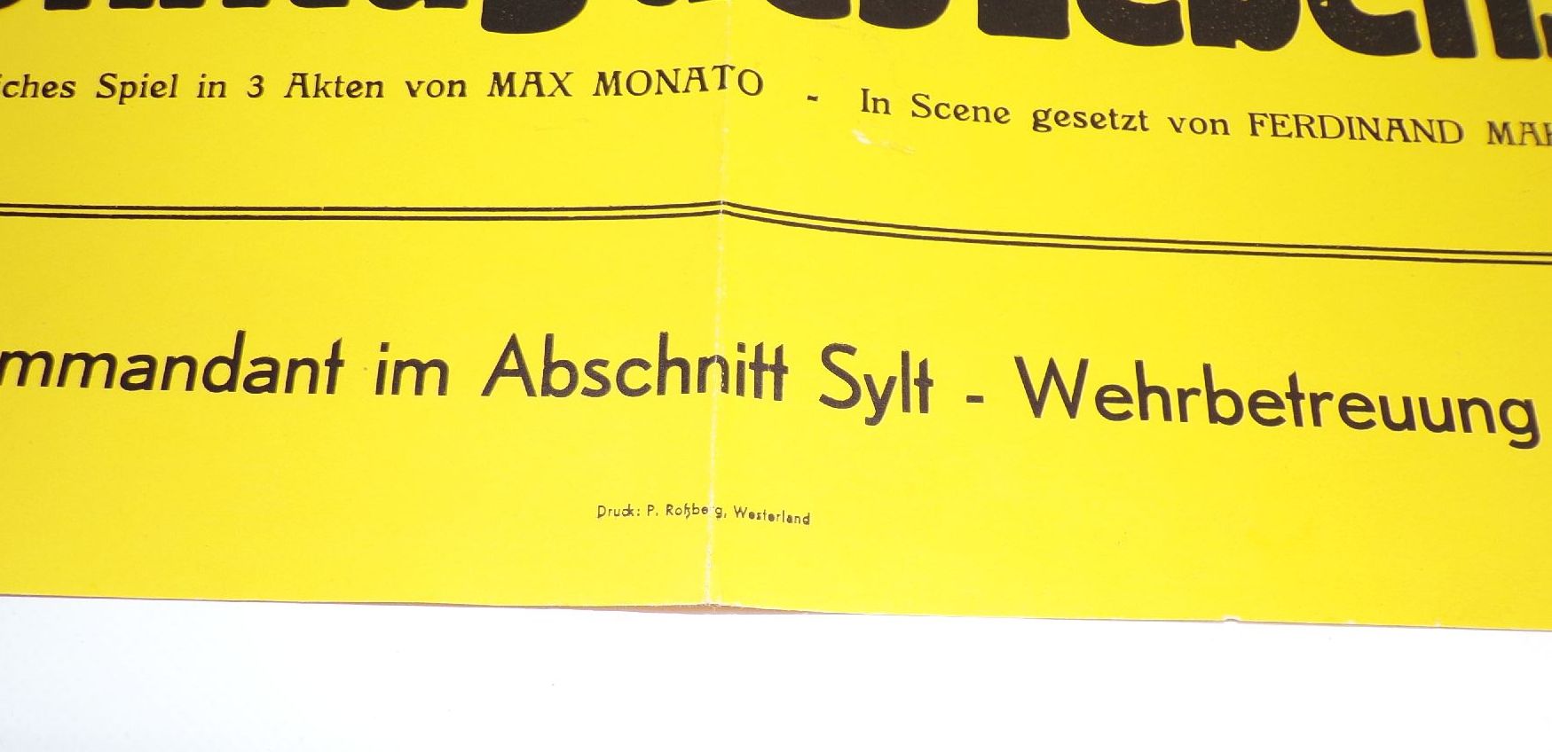 Altes Plakat Frontsoldaten Bühne Sylt 1942 Soldaten Theater 2 Wk WW2 ...