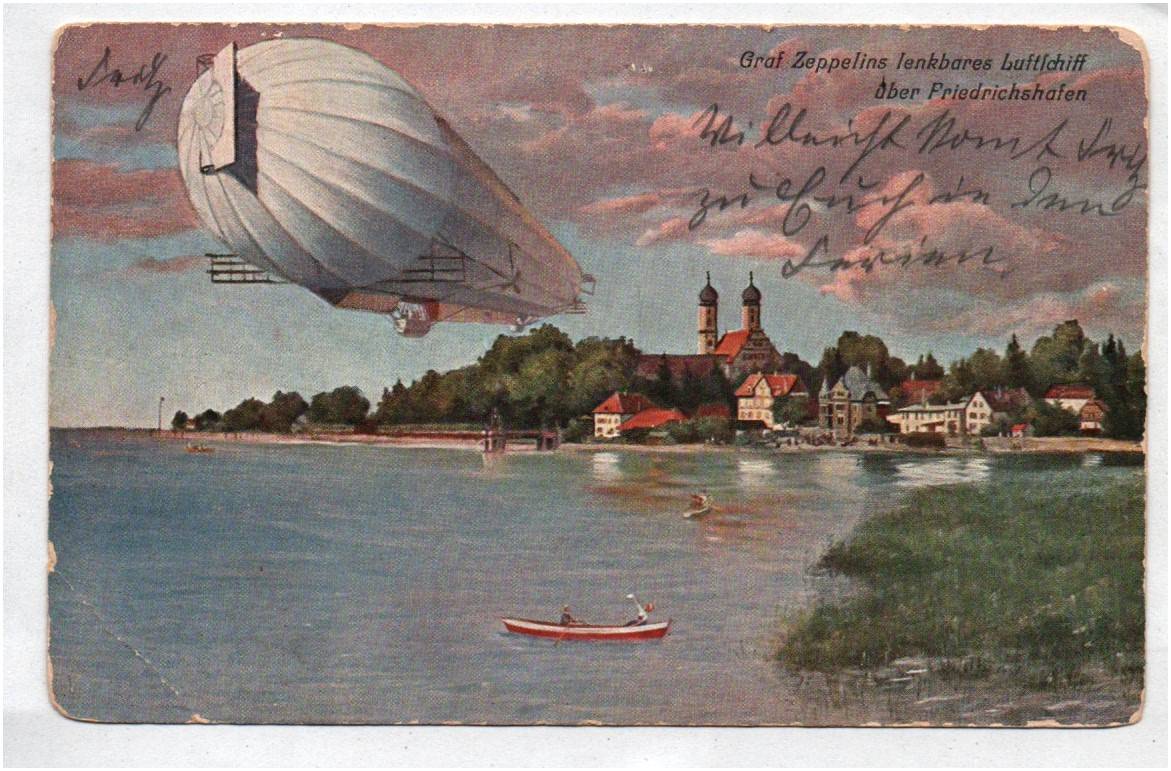 Ak Graf Zeppelin lenkbares Luftschiff über Friedrichhafen 1912 | 5437