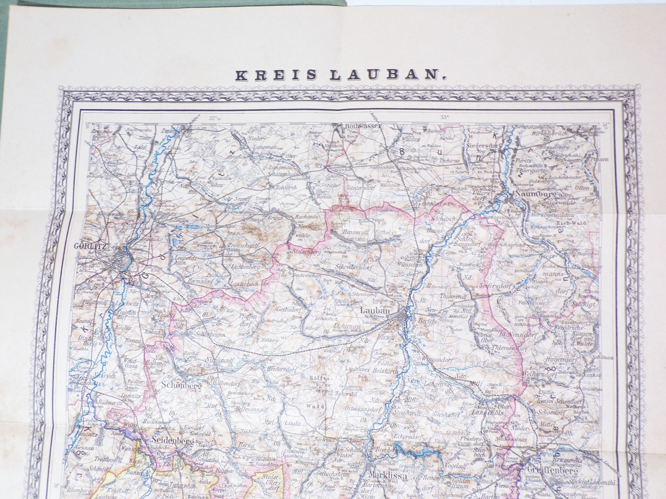 Kreis Lauban Schlesien Carl Flemming Schulkarte Landkarte Glogau | 16759
