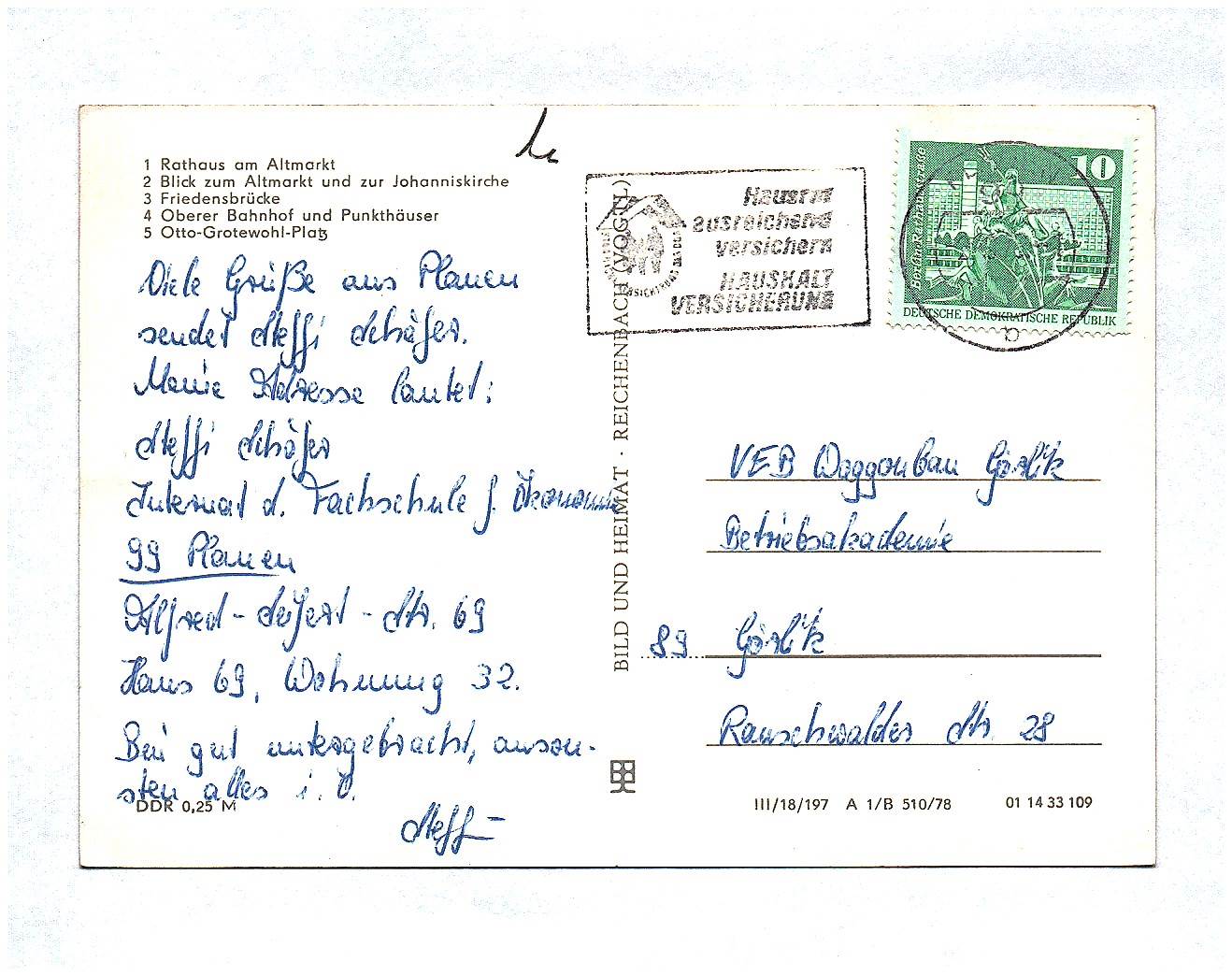 Ak Plauen Vogtland Sachsen Rathaus am Altmarkt Friedensbrücke DDR ...