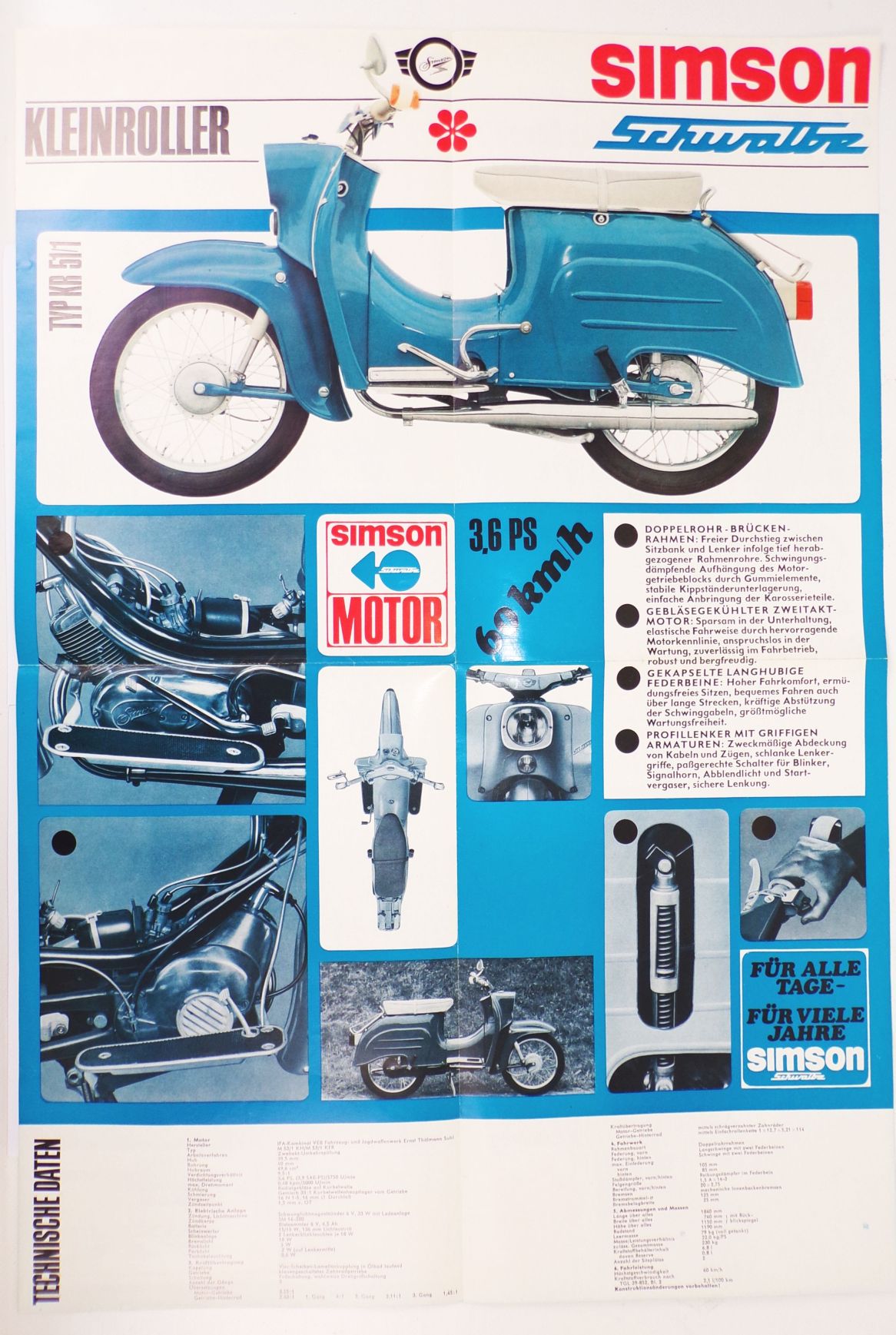 Simson Kleinroller Prospekt 1970 Vintage | 19495