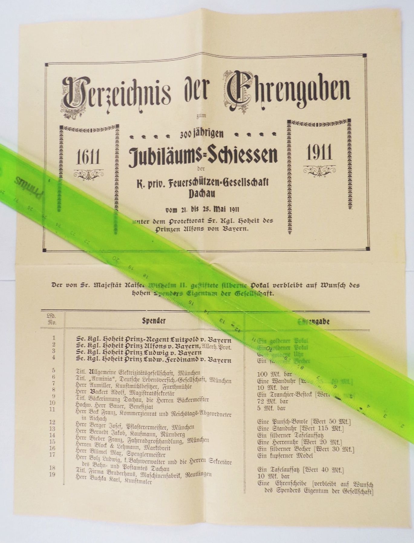 Prospekte Dachau Schützengesellschaft 1911 Feuerschützen Gesellschaft ...