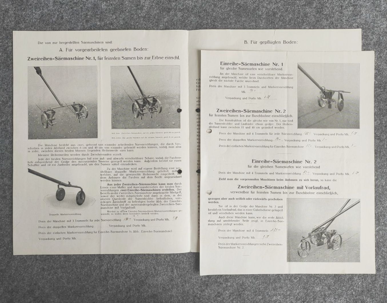 Prospekt Karl Lohner München Maschinenfabrik 1919 Säemaschinen | 21685