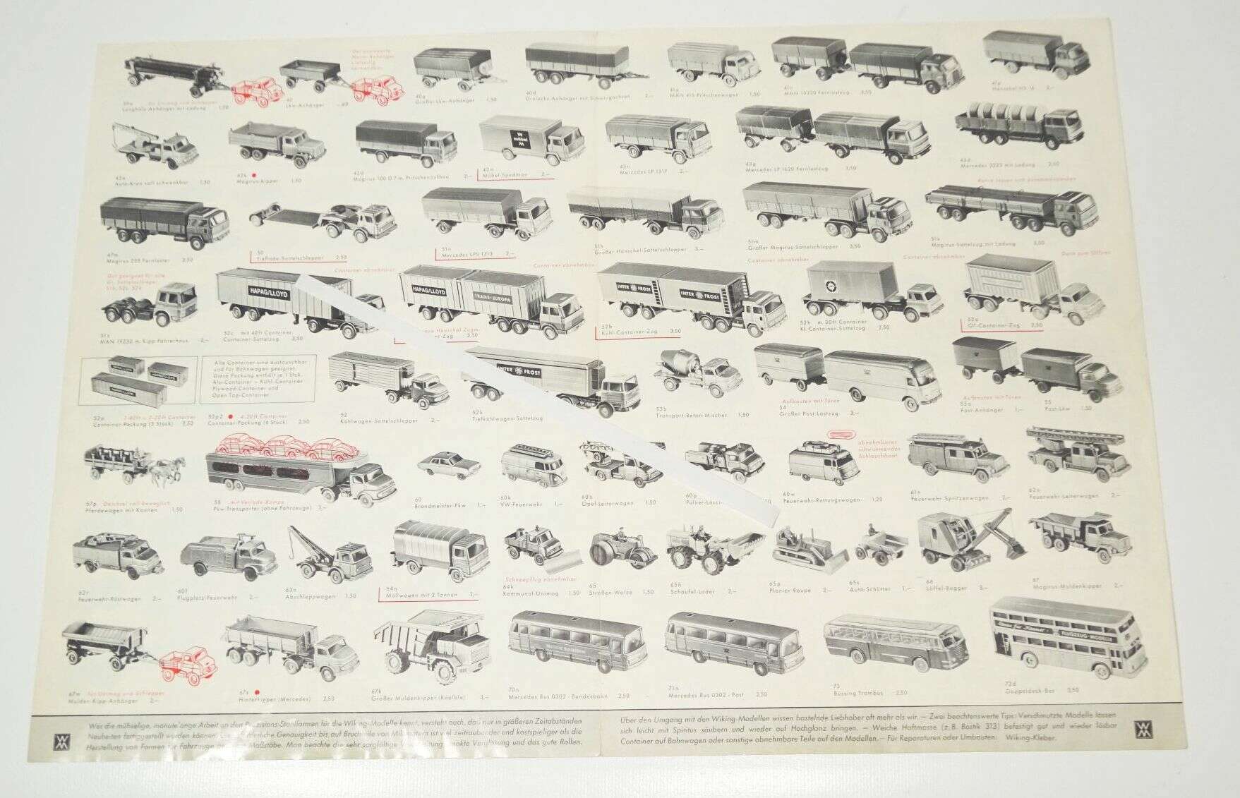 Wiking 9 neue Modelle 5 Verbessungen Prospekt 1970 Modellautos | 13593