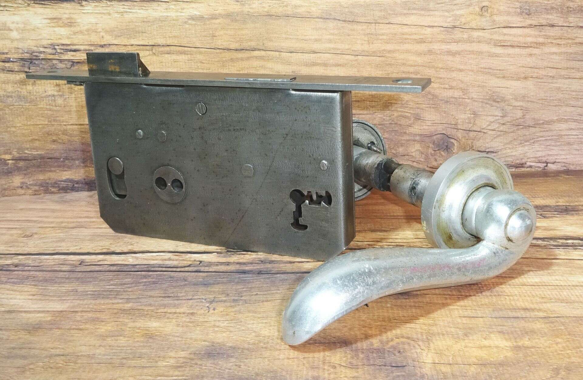 Art Deco Türklinken Türschloss Garnitur Aluminium Türgriff vintage | 13570